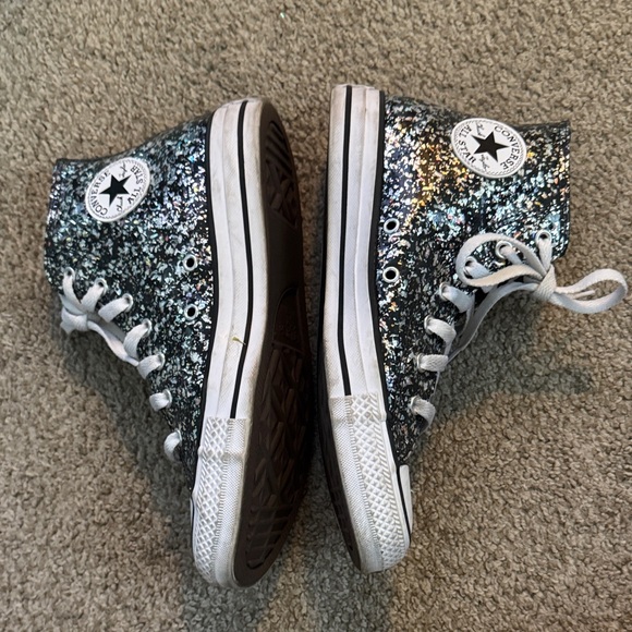 Converse | Shoes | Converse Kids Hightop Sneakers Black And Silver ...